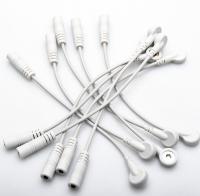 China ECG EKG Snap Electrode Lead Wire 4.0mm Female to Female 10pcs Reusable TPU Cable Set 24cm for sale
