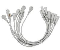 China ECG EKG Snap Electrode Lead Wire 4.0mm Female to Female 10pcs Reusable TPU Cable Set 24cm for sale