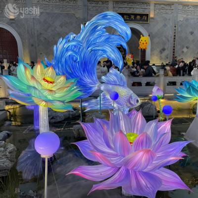 China Custom Lifelike Lotus Lanterns 100-500CM with LED Lighting for Outdoor Garden Decor for sale