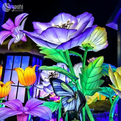 China Garden Decoration Zigong Lantern Chinese Festival Glowing Peony Sculptures for sale