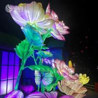 China Garden Decoration Zigong Lantern Chinese Festival Glowing Peony Sculptures for sale