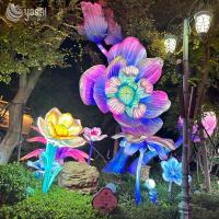 China Garden Decoration Zigong Lantern Chinese Festival Glowing Peony Sculptures for sale