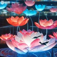 China Glowing Lotus-Shaped Sculpture - Traditional Chinese Lantern for Pool and Garden Decoration for sale
