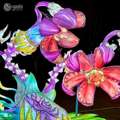 China Custom Magical Fantasy Flower Lantern, Large LED Surreal Floral Light Sculpture for Enchanted Theme Park Festival for sale