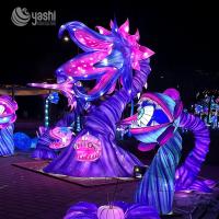 China Custom Giant Monster Carnivorous Plant LED Lantern Set, Horror Fantasy Plant Light Sculpture for Theme Park Light Festival for sale