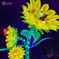 China Outdoor LED Chinese Lantern Light Up Sunflower Sculpture For Yard Decoration for sale
