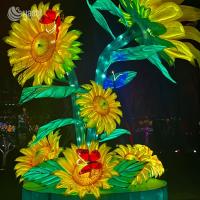 China Outdoor LED Chinese Lantern Light Up Sunflower Sculpture For Yard Decoration for sale