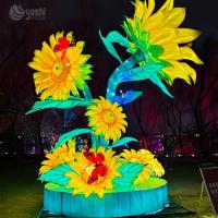 China Outdoor LED Chinese Lantern Light Up Sunflower Sculpture For Yard Decoration for sale