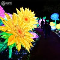 China Outdoor LED Chinese Lantern Light Up Sunflower Sculpture For Yard Decoration for sale