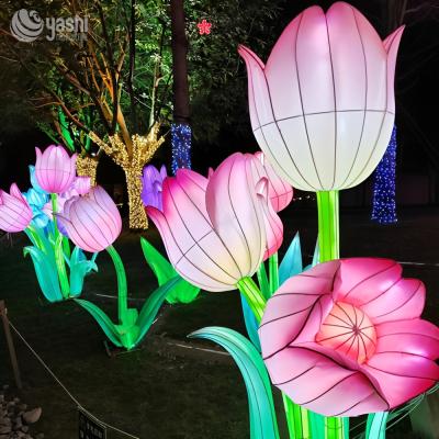 China Artificial Tulip Flower LED Zigong Lantern for Outdoor Decoration for sale