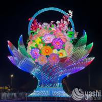 China Large Outdoor LED Illuminated Flower Basket for Light Shows and Festivals for sale