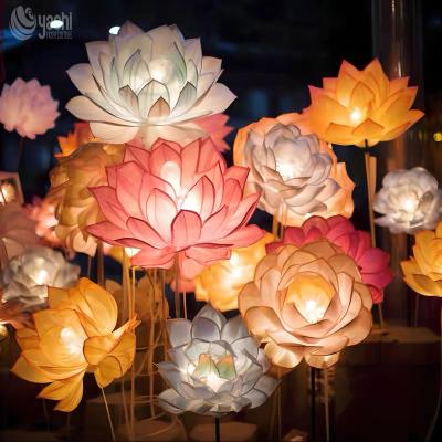China LED Silk Lotus Flower Lantern 180-200CM Outdoor Decoration with Dual Color Temperature 2700K-6000K Lighting for sale