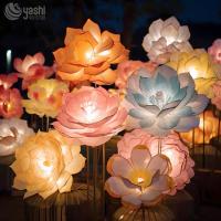 China LED Silk Lotus Flower Lantern 180-200CM Outdoor Decoration with Dual Color Temperature 2700K-6000K Lighting for sale