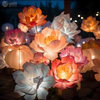 China LED Silk Lotus Flower Lantern 180-200CM Outdoor Decoration with Dual Color Temperature 2700K-6000K Lighting for sale
