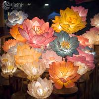 China LED Silk Lotus Flower Lantern 180-200CM Outdoor Decoration with Dual Color Temperature 2700K-6000K Lighting for sale