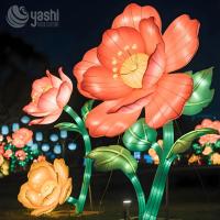China Traditional Chinese Peony Sculpture Outdoor Lanterns 180-200CM Customizable 110/220V LED Lighting for sale