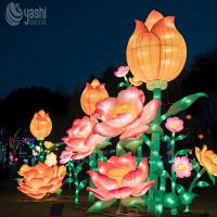 China Traditional Chinese Peony Sculpture Outdoor Lanterns 180-200CM Customizable 110/220V LED Lighting for sale