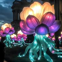 China Chinese Peony Sculpture Lantern 100CM × 100CM with Dual Color Temperature LED 2700K-6000K for Outdoor Party Decoration for sale