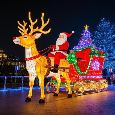 China Handmade Santa Claus Christmas Lanterns 200-220CM with LED Lighting for Festival Decorations for sale