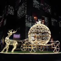 China Large-scale Outdoor Christmas Holiday Lighting Decorations - 3D Light-up Christmas Deer & Pumpkin Carriage for sale