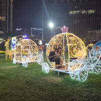 China Large-scale Outdoor Christmas Holiday Lighting Decorations - 3D Light-up Christmas Deer & Pumpkin Carriage for sale