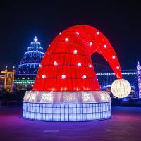China Large Glowing Christmas Hat Sculpture Lantern Landscape Lights for Street Scenic Area for sale