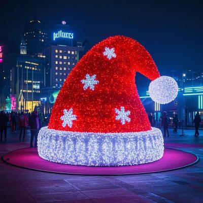 China Large Glowing Christmas Hat Sculpture Lantern Landscape Lights for Street Scenic Area for sale