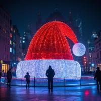 China Large Glowing Christmas Hat Sculpture Lantern Landscape Lights for Street Scenic Area for sale