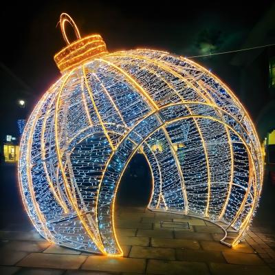 China Giant Walk-through Bauble Arch LED Motif Light, Oversized Christmas Ball Tunnel Light Sculpture for Shopping Mall & Plaza Holiday Decor for sale