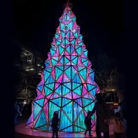 China Custom Faceted Prism LED Christmas Tree, Iridescent Geometric Light Tree for Shopping Mall Holiday Installation for sale