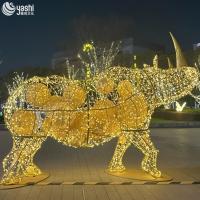 China Outdoor LED Rhino Sculpture Holiday Lights 200cm x 200cm with 110V/220V Power for Garden and Park Decoration for sale