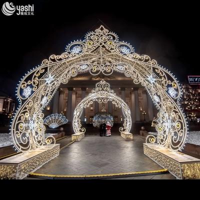 China 500cm Christmas LED Lighting Arch Gate with Santa Design - 110V/220V Customizable Event Decor for sale