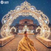 China 500cm Christmas LED Lighting Arch Gate with Santa Design - 110V/220V Customizable Event Decor for sale