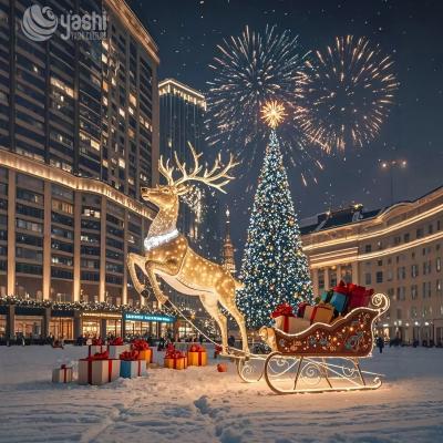 China Christmas Outdoor Light Up Reindeer Illumination Device for Shopping Malls for sale