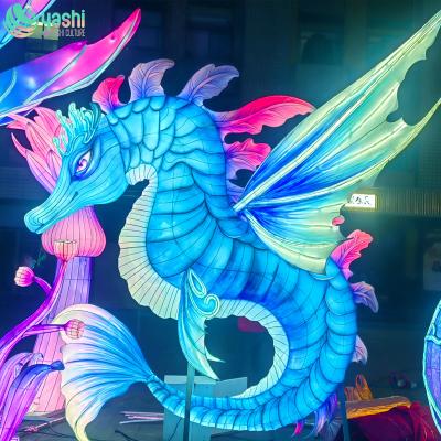 China Handmade Seahorse Lantern 220-230CM with LED Lighting for Theme Parks and Commercial Decor for sale