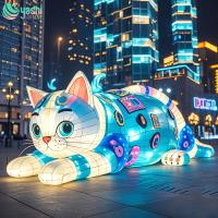 China Custom Cat Lantern 220-230CM with LED Lighting for Urban Decor - Waterproof Steel Frame & 110/220V Power for sale