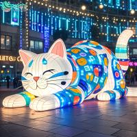 China Custom Cat Lantern 220-230CM with LED Lighting for Urban Decor - Waterproof Steel Frame & 110/220V Power for sale