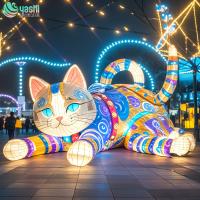 China Custom Cat Lantern 220-230CM with LED Lighting for Urban Decor - Waterproof Steel Frame & 110/220V Power for sale