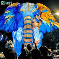 China Custom Colorful Elephant Zigong Lantern, Giant LED Animal Light Sculpture for Outdoor Park Cultural Festival Light Show for sale