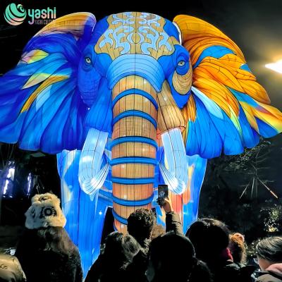 China Custom Colorful Elephant Zigong Lantern, Giant LED Animal Light Sculpture for Outdoor Park Cultural Festival Light Show for sale