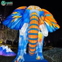 China Custom Colorful Elephant Zigong Lantern, Giant LED Animal Light Sculpture for Outdoor Park Cultural Festival Light Show for sale