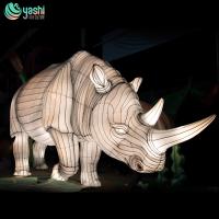 China Custom Realistic Rhinoceros Zigong Lantern, Giant LED Animal Light Sculpture for Zoo Park & Night Festival Display for sale