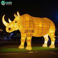China Custom Realistic Rhinoceros Zigong Lantern, Giant LED Animal Light Sculpture for Zoo Park & Night Festival Display for sale