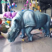 China Custom Realistic Rhinoceros Zigong Lantern, Giant LED Animal Light Sculpture for Zoo Park & Night Festival Display for sale
