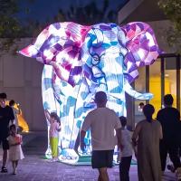 China Custom Colorful Mosaic Elephant Zigong Lantern, Giant LED Animal Light Sculpture for Shopping Mall & Night Festival for sale