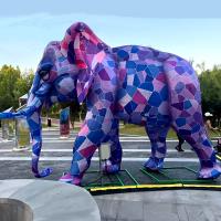 China Custom Colorful Mosaic Elephant Zigong Lantern, Giant LED Animal Light Sculpture for Shopping Mall & Night Festival for sale