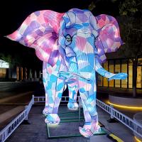 China Custom Colorful Mosaic Elephant Zigong Lantern, Giant LED Animal Light Sculpture for Shopping Mall & Night Festival for sale