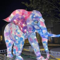 China Custom Colorful Mosaic Elephant Zigong Lantern, Giant LED Animal Light Sculpture for Shopping Mall & Night Festival for sale