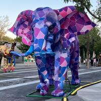 China Custom Colorful Mosaic Elephant Zigong Lantern, Giant LED Animal Light Sculpture for Shopping Mall & Night Festival for sale
