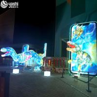 China Custom Sci‑Fi Mecha Velociraptor Zigong Lantern, Giant LED Mechanical Dinosaur Light Sculpture for Theme Park Night Festival for sale